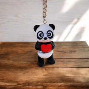 Mini Panda Keychain / 3D Printed Panda With Heart - Etsy