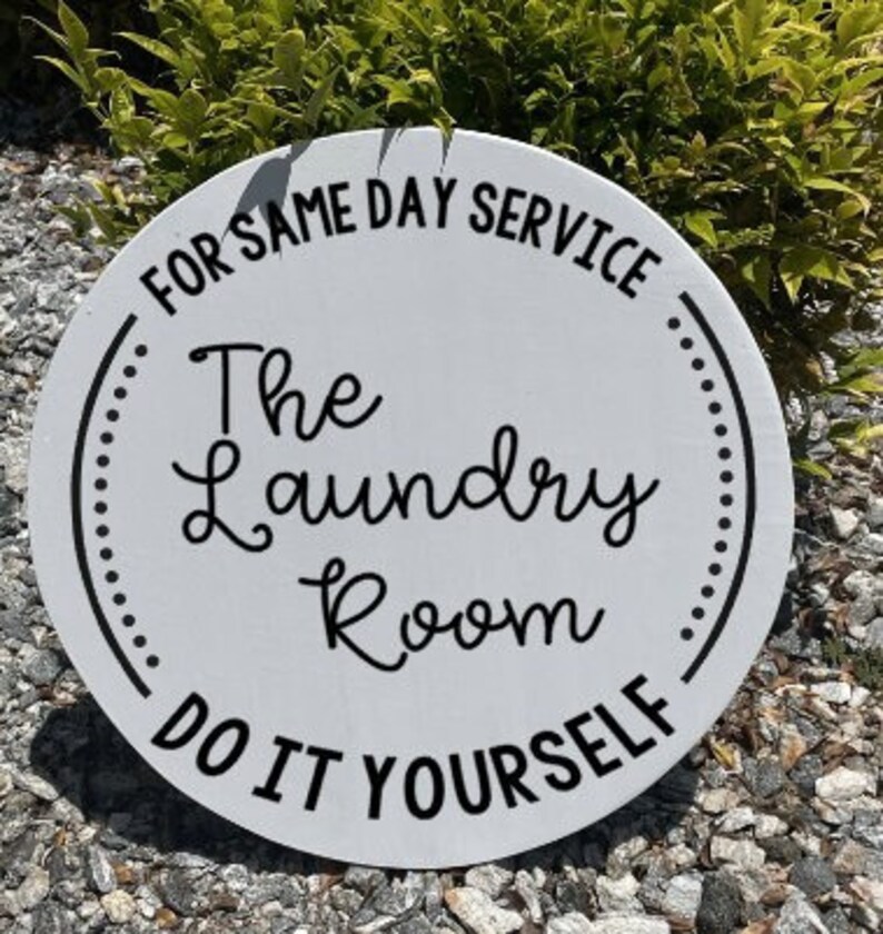 Laundry Room Wood Round Sign | Etsy