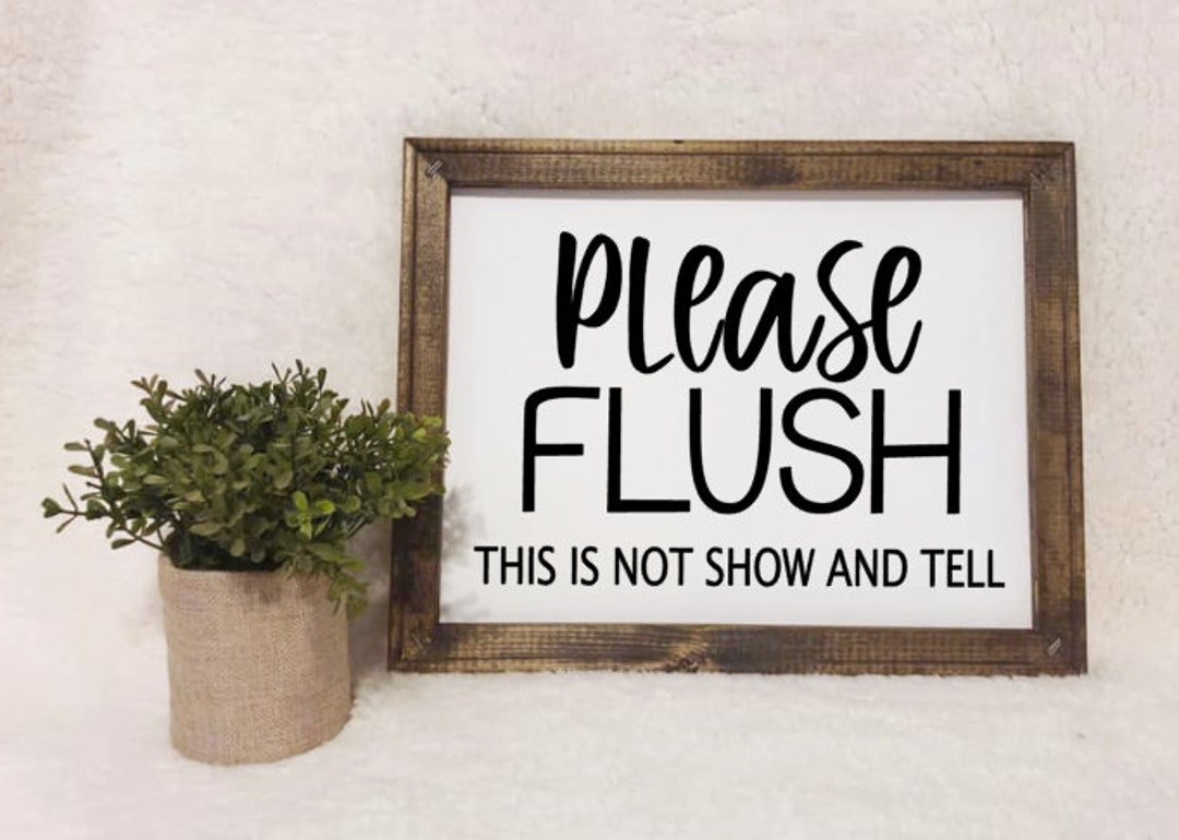 Please Flush Reverse Canvas Sign - Etsy