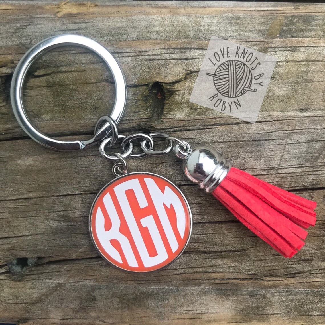 Monogram Leather Tassel Keychain /personalized Keychain | Etsy