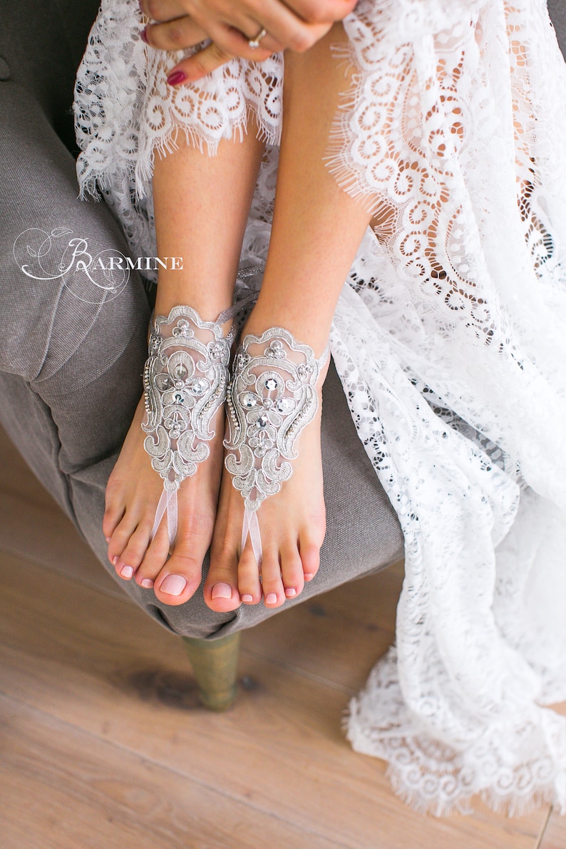 Sandalias descalzas de encaje sandalias sin pies de novia - Etsy España