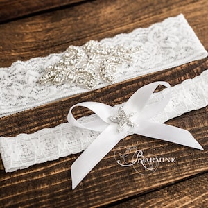 Wedding Garter, Bridal Garter, Stretch Lace Garter Set in White ...
