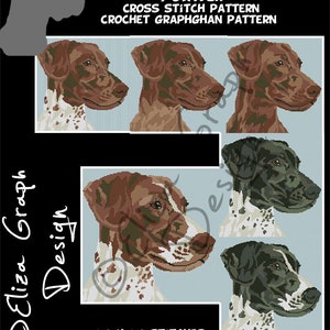 German Shorthaired Pointer CROSS STITCH Pattern, CROCHET Graphghan Blanket Pattern - Etsy