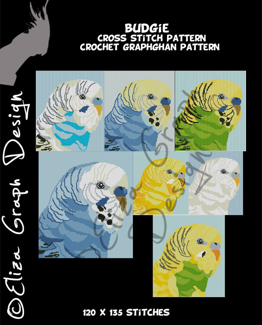 Budgie CROSS STITCH Pattern, CROCHET Graphghan Blanket Pattern - Etsy