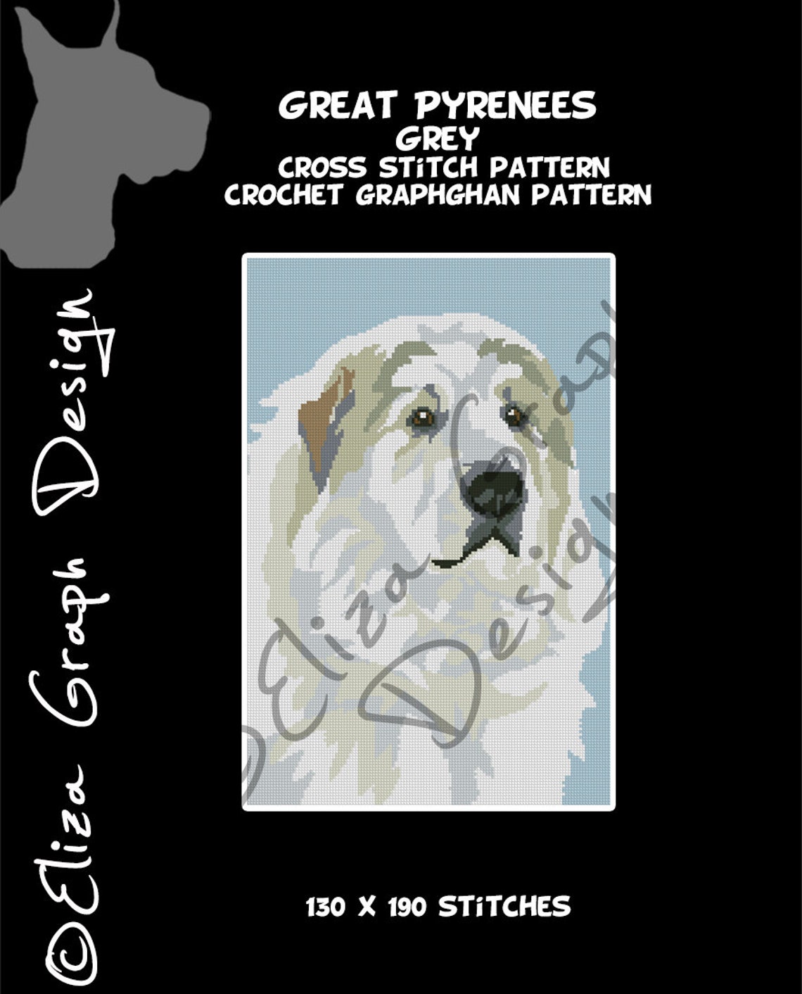 Great Pyrenees CROSS STITCH Pattern, CROCHET Graphghan Blanket Pattern ...
