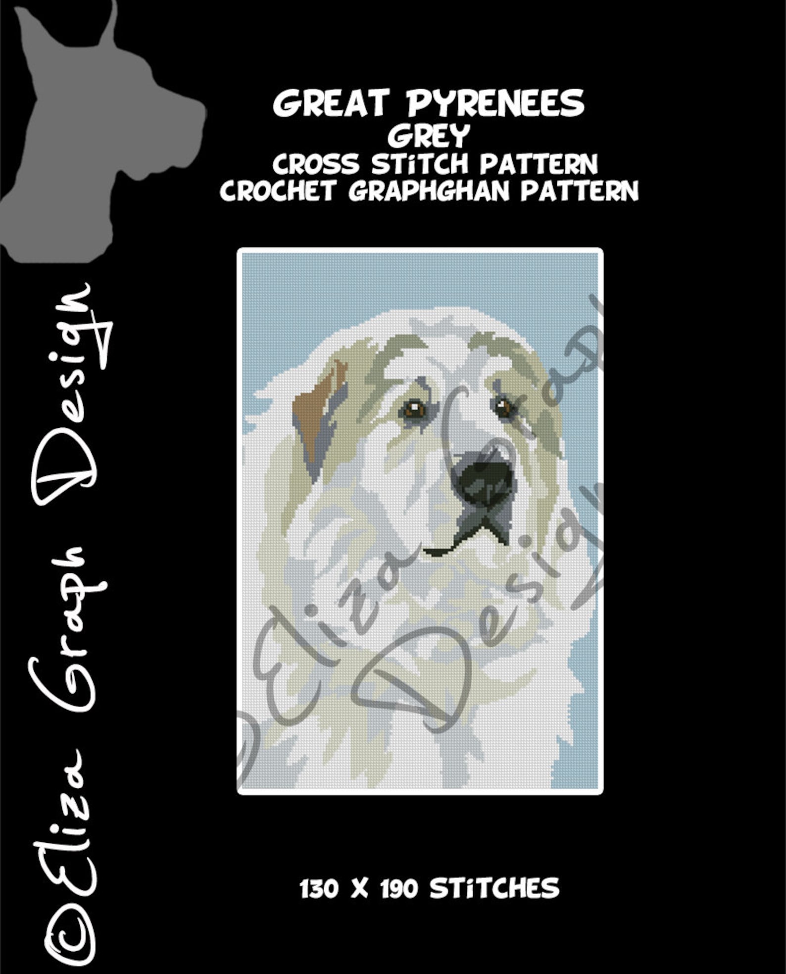 Great Pyrenees CROSS STITCH Pattern, CROCHET Graphghan Blanket Pattern ...