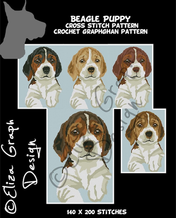 Beagle Puppy CROSS STITCH Pattern CROCHET Graphghan Blanket - Etsy