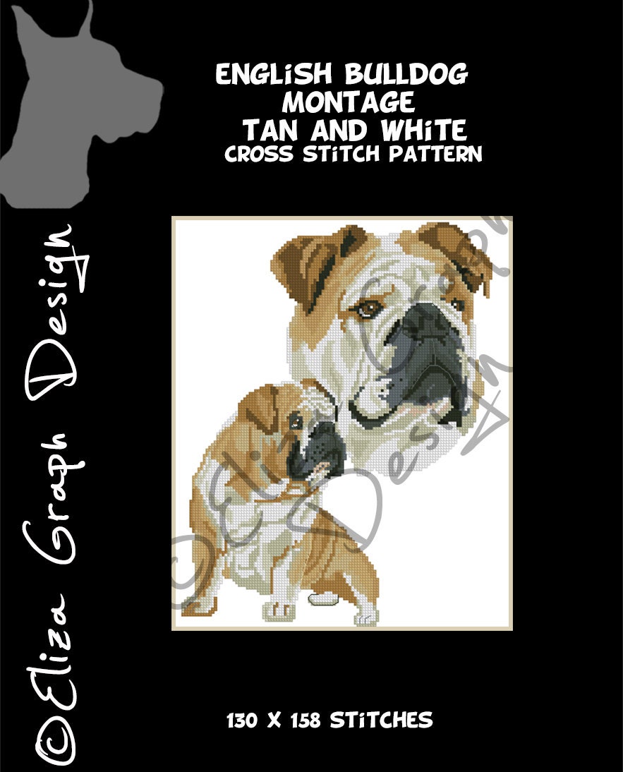 English Bulldog CROSS STITCH Pattern, Boxer Dog Counted Cross Stitch ...