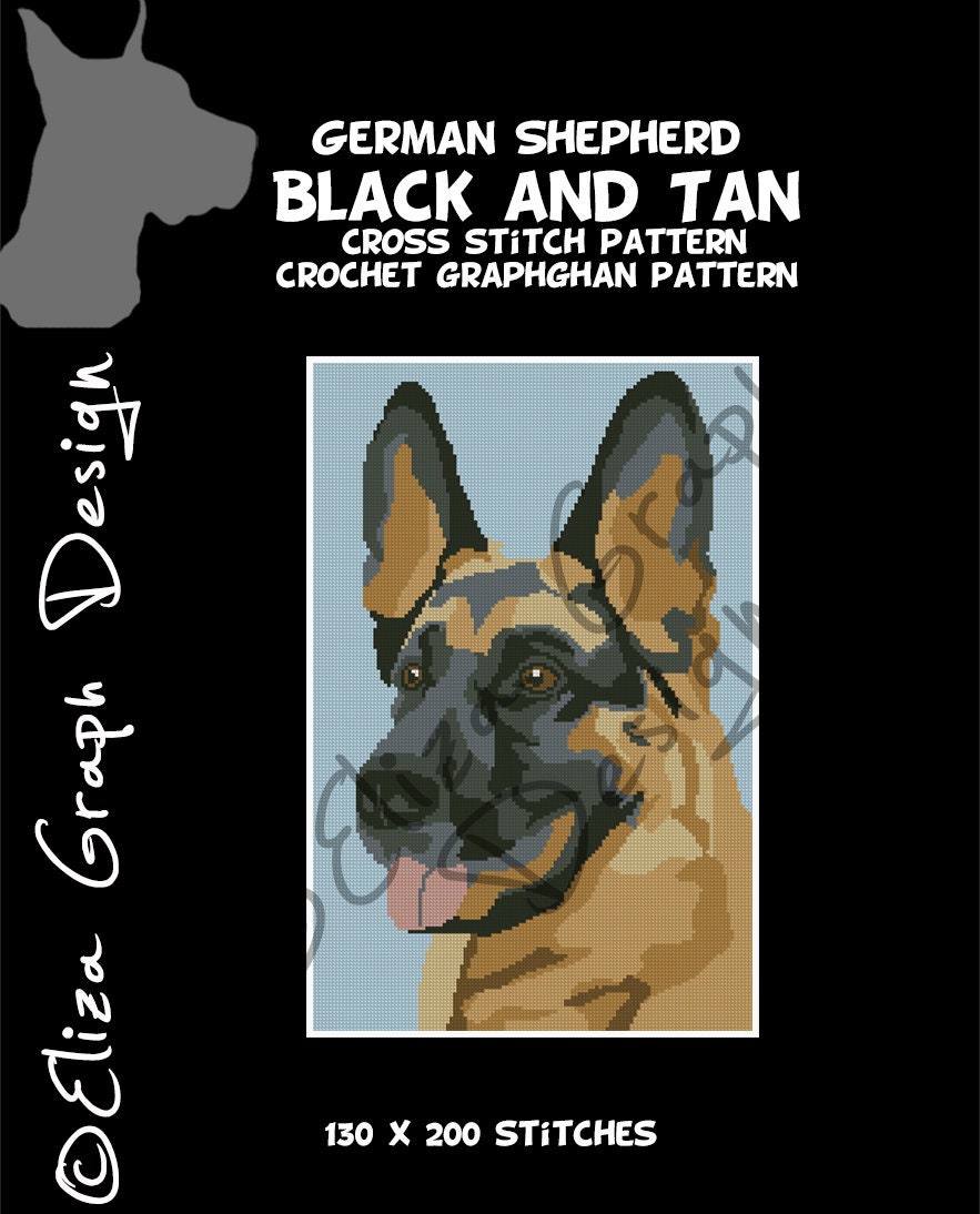 German Shepherd CROSS STITCH Pattern CROCHET Graphghan | Etsy