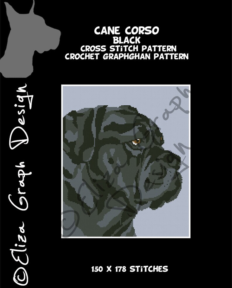 Cane Corso CROSS STITCH Pattern, CROCHET Graphghan Blanket Pattern - Etsy
