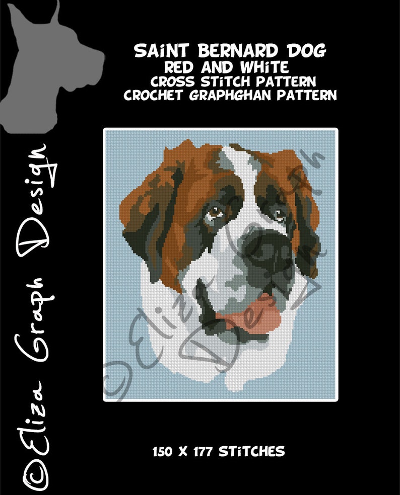 Saint Bernard Dog CROSS STITCH Pattern CROCHET Graphghan - Etsy