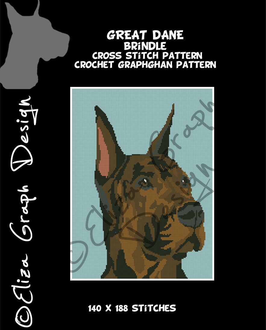 Great Dane CROSS STITCH Pattern CROCHET Graphghan Blanket - Etsy