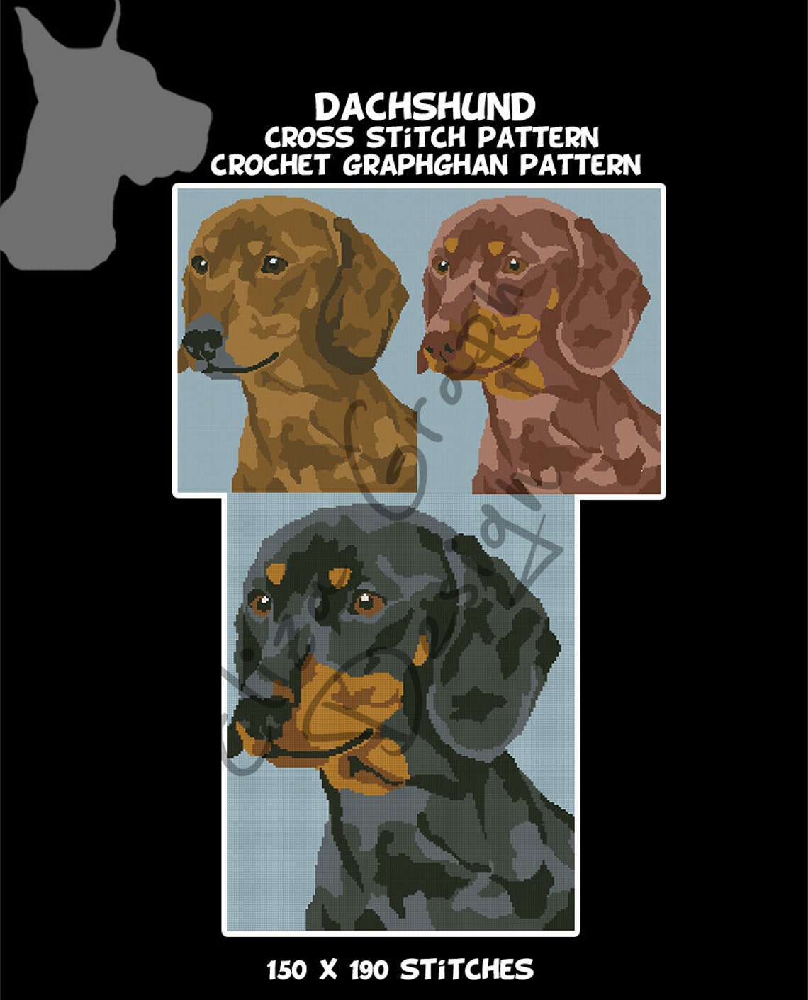 Dachshund CROSS STITCH Pattern, CROCHET Graphghan Blanket Pattern - Etsy