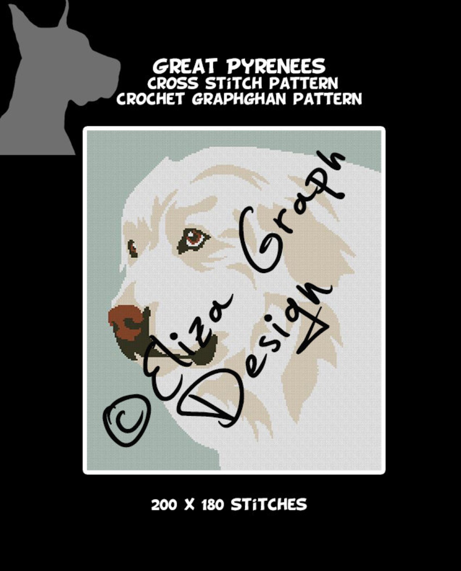 Great Pyrenees CROSS STITCH Pattern, CROCHET Graphghan Blanket Pattern ...