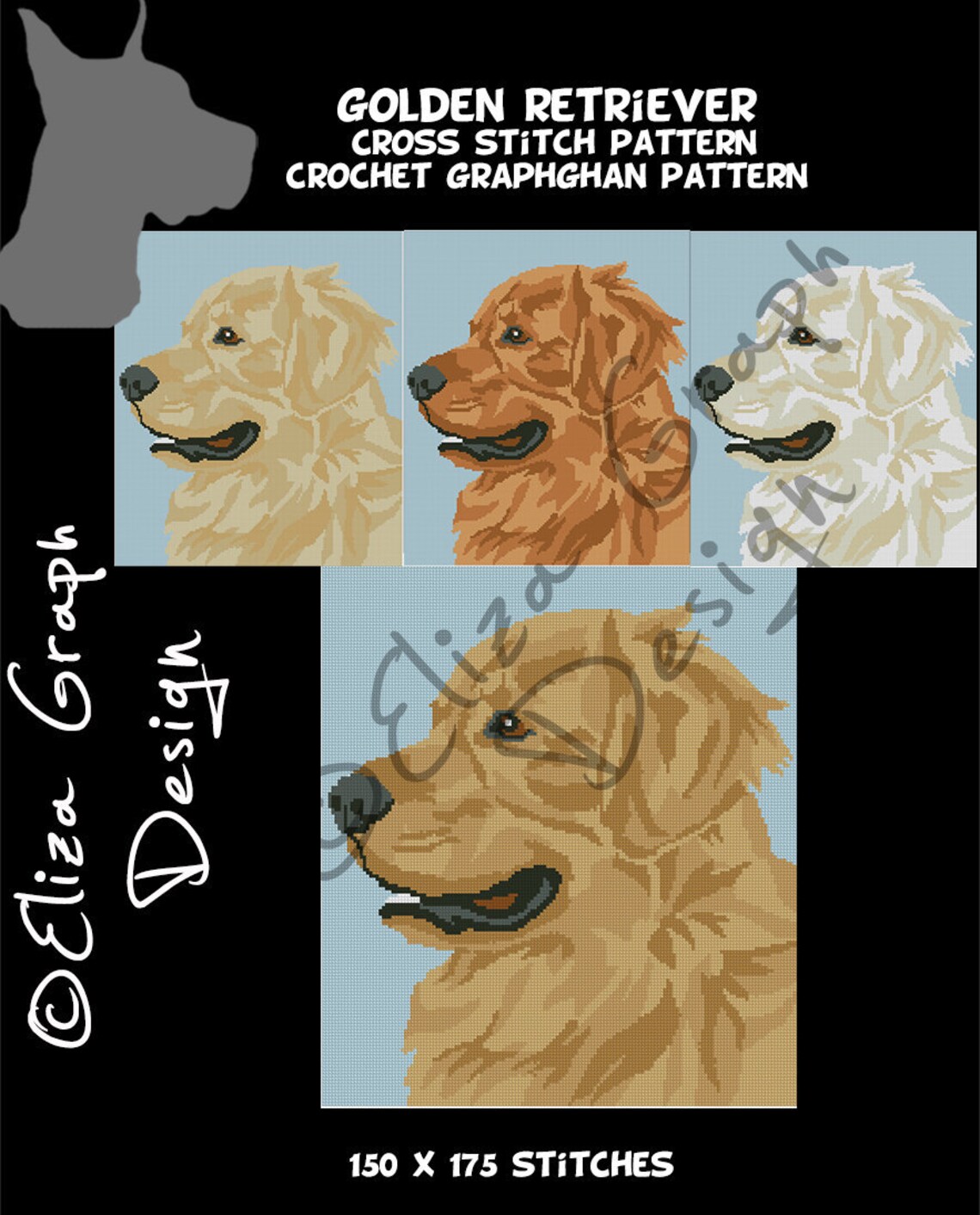 Golden Retriever CROSS STITCH Pattern CROCHET Graphghan - Etsy