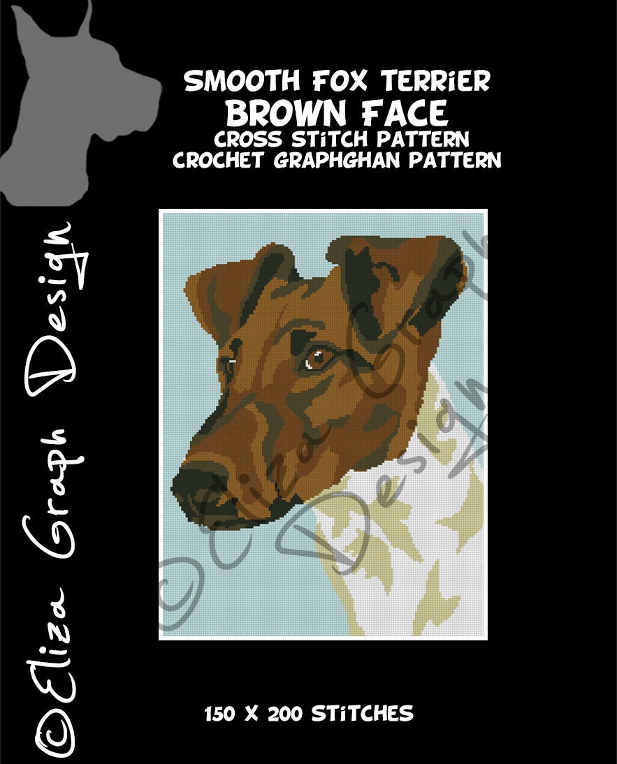 Smooth Fox Terrier CROSS STITCH Pattern, CROCHET Graphghan Blanket ...