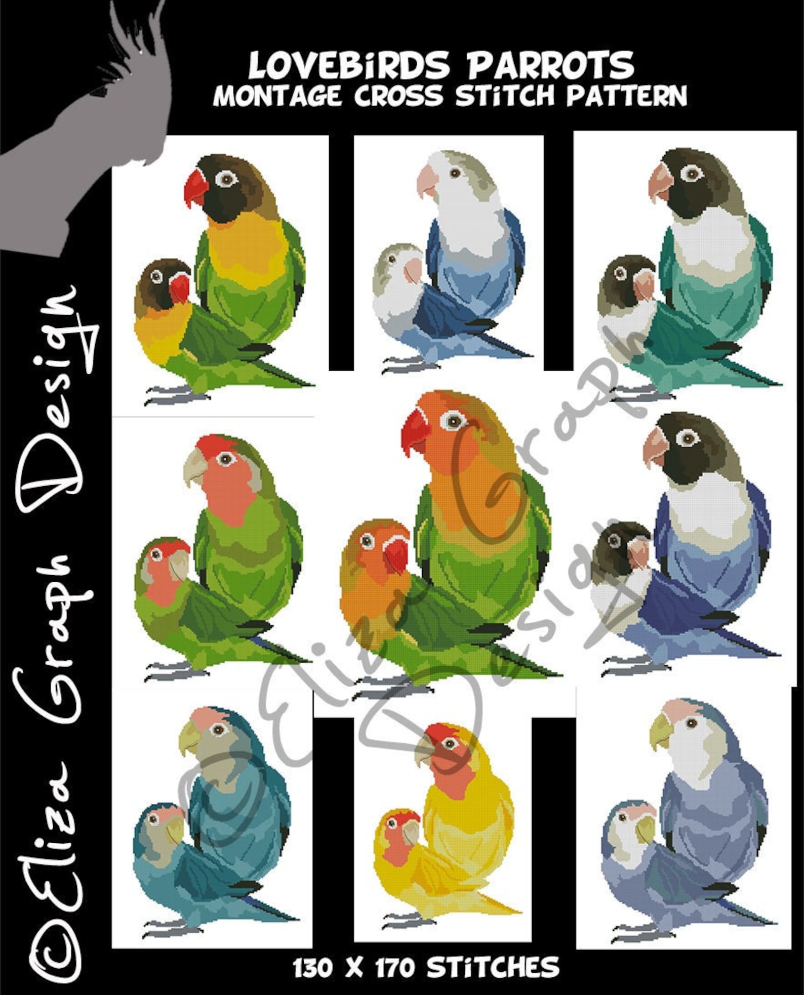 Lovebird Parrot CROSS STITCH Pattern Parakeet Counted Cross - Etsy