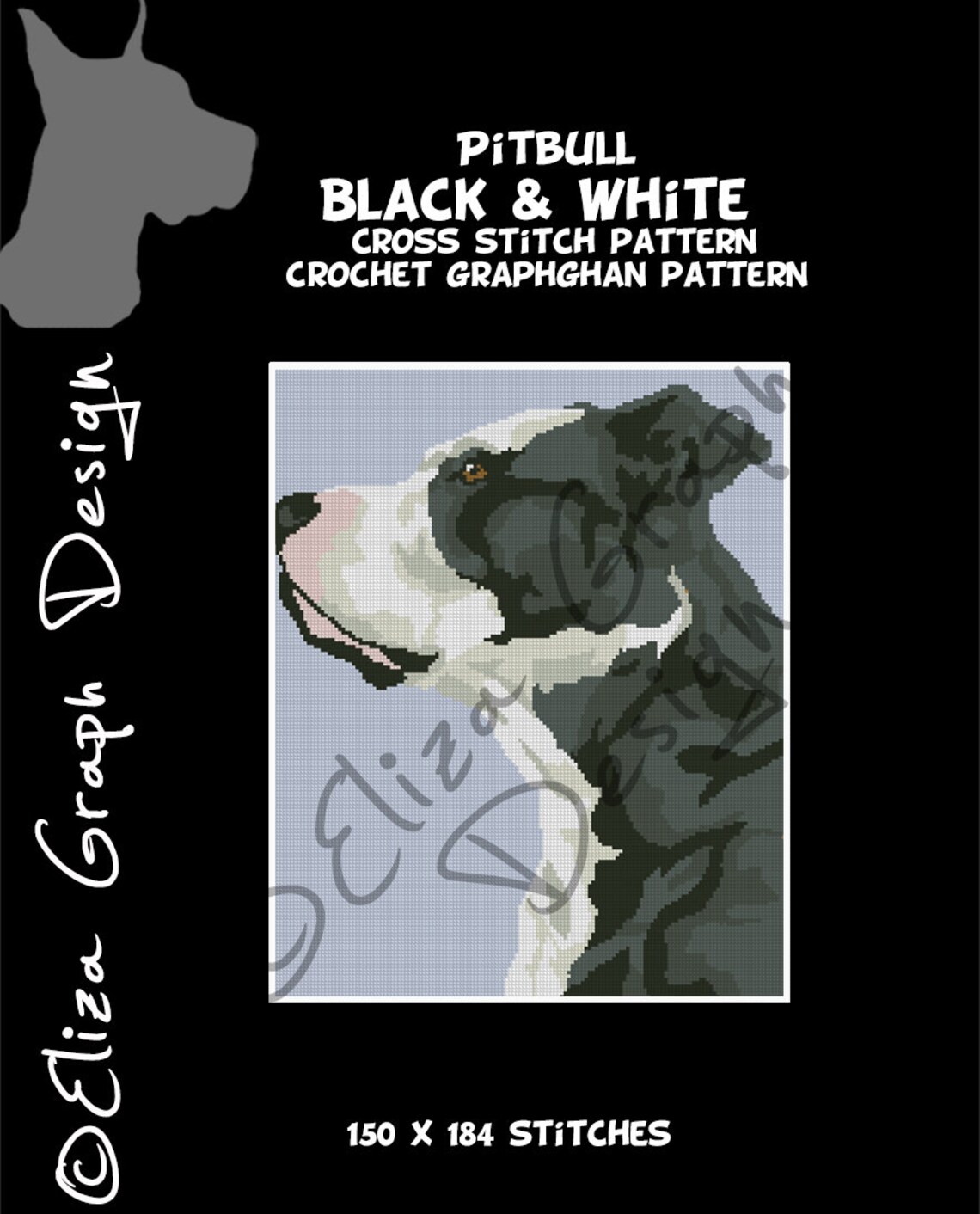 Pitbull CROSS STITCH Pattern CROCHET Graphghan Blanket | Etsy