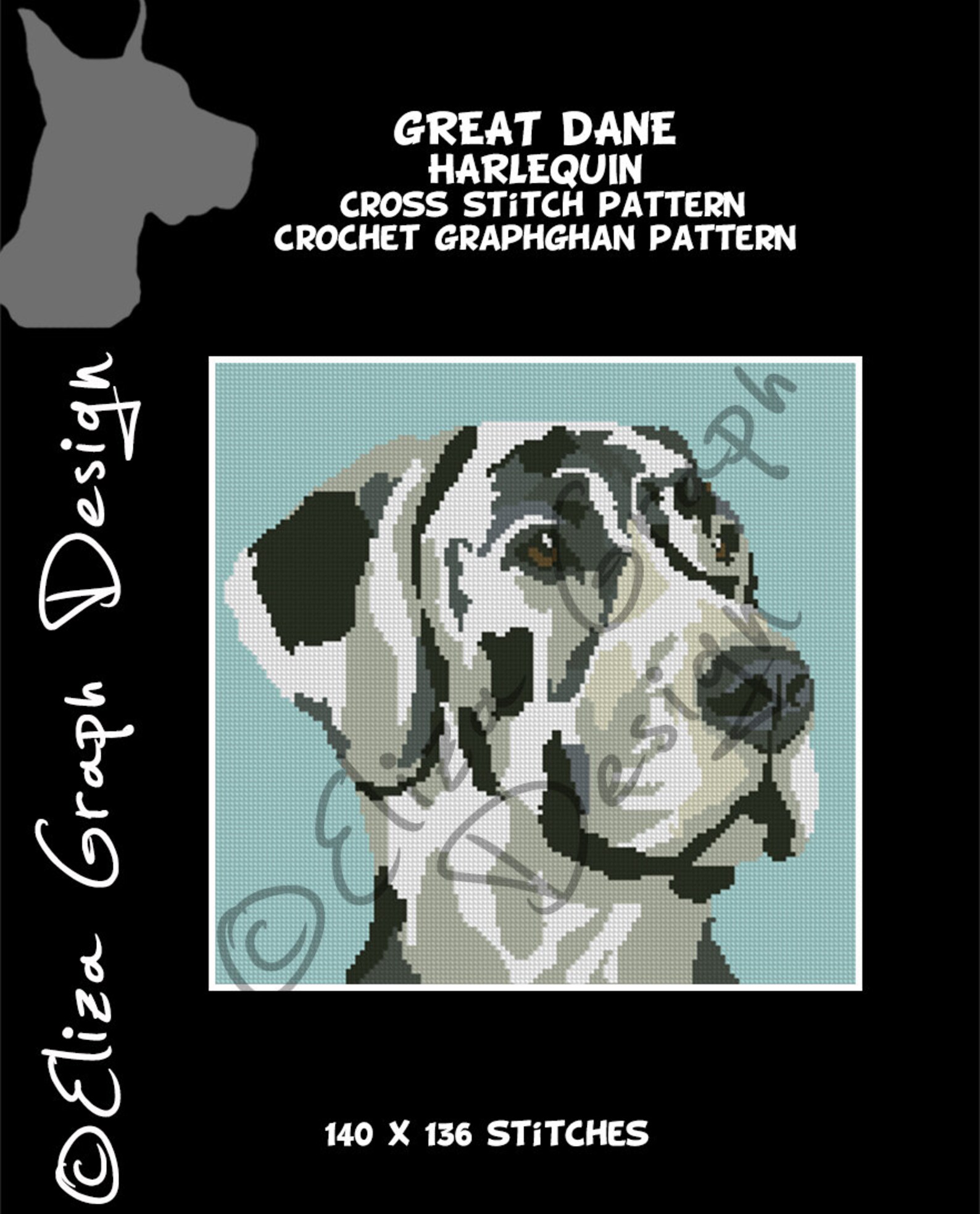 Great Dane CROSS STITCH Pattern CROCHET Graphghan Blanket - Etsy