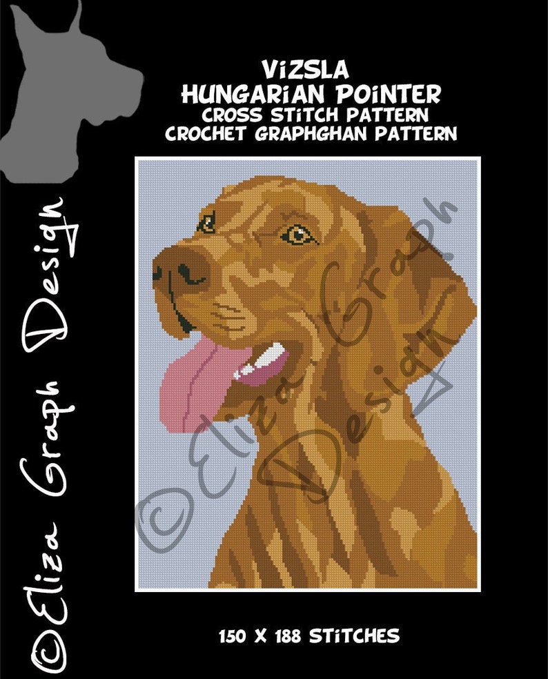 Vizsla Hungarian Pointer CROSS STITCH Pattern, CROCHET Graphghan Blanket Pattern - Etsy