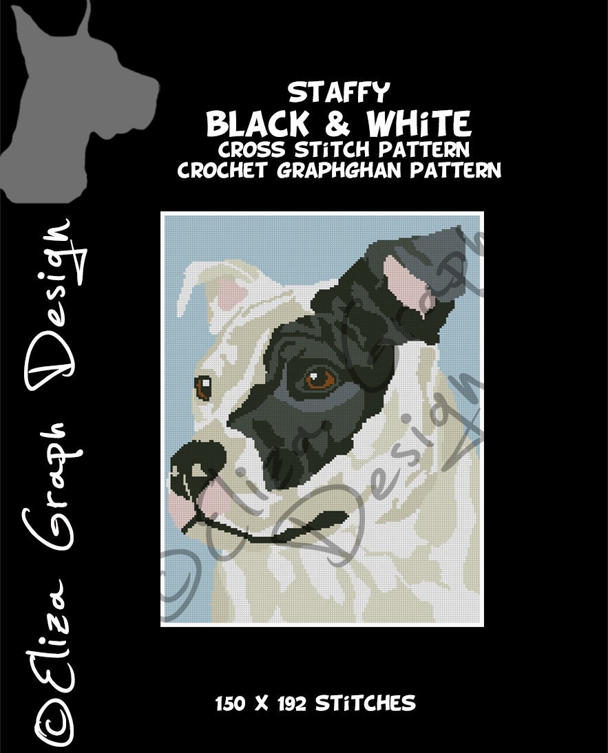 Staffordshire Bull Terrier CROSS STITCH Pattern CROCHET - Etsy