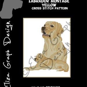 Labrador CROSS STITCH Pattern, Labrador Retriever Dog Counted Montage ...