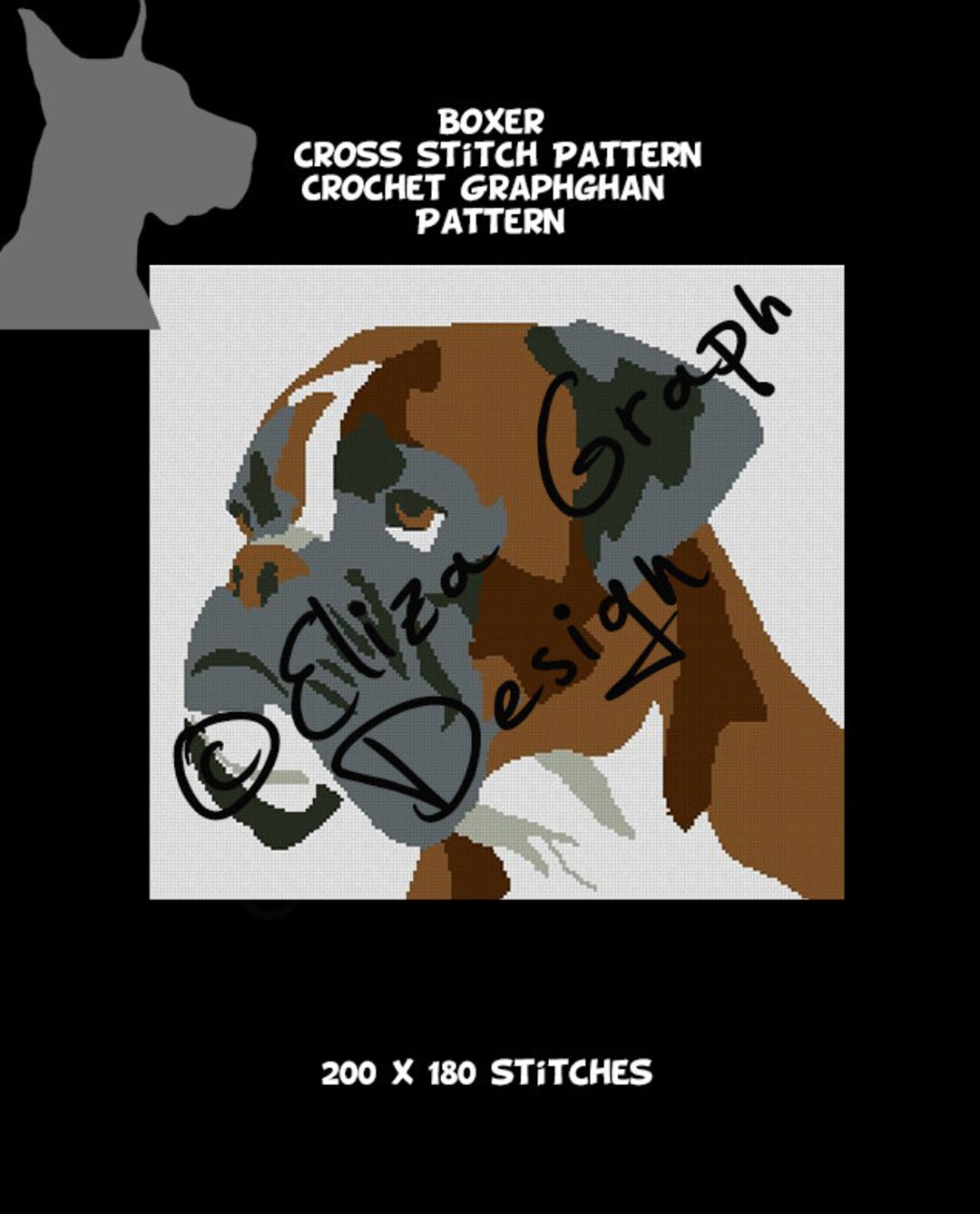 Boxer CROSS STITCH Pattern, CROCHET Graphghan Blanket Pattern - Etsy