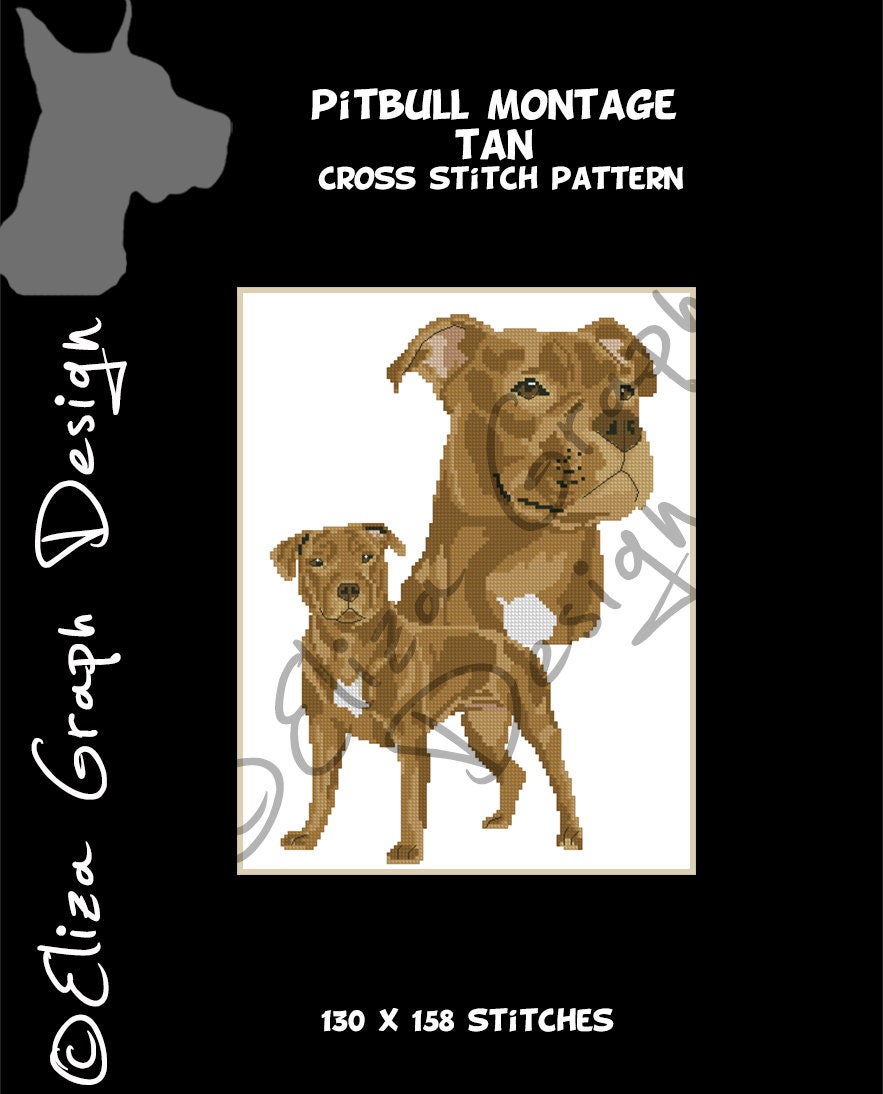 Pitbull CROSS STITCH Pattern, Pitbull Terrier Dog Counted Cross Stitch ...