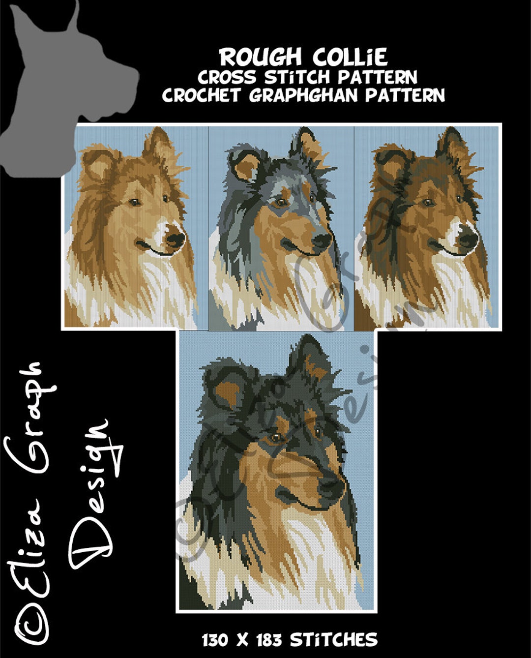 Rough Collie CROSS STITCH Pattern, CROCHET Graphghan Blanket Pattern - Etsy
