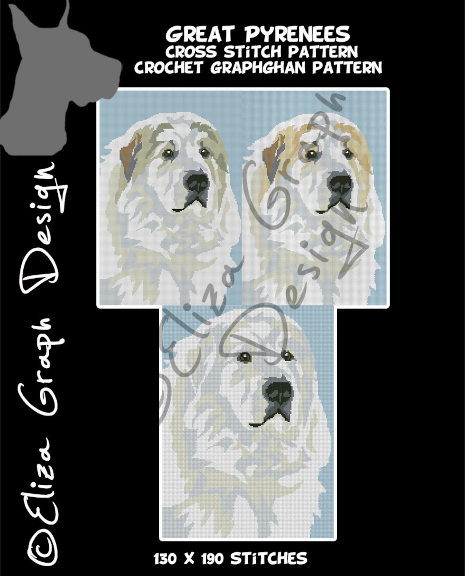 Great Pyrenees CROSS STITCH Pattern, CROCHET Graphghan Blanket Pattern ...