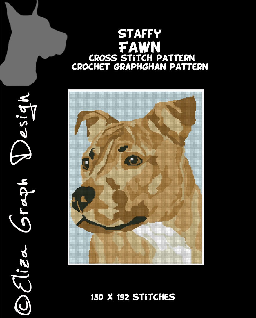 Staffordshire Bull Terrier CROSS STITCH Pattern CROCHET - Etsy