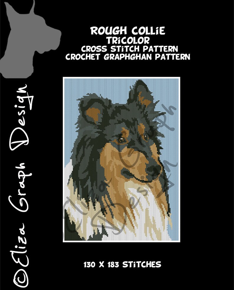 Rough Collie CROSS STITCH Pattern, CROCHET Graphghan Blanket Pattern - Etsy