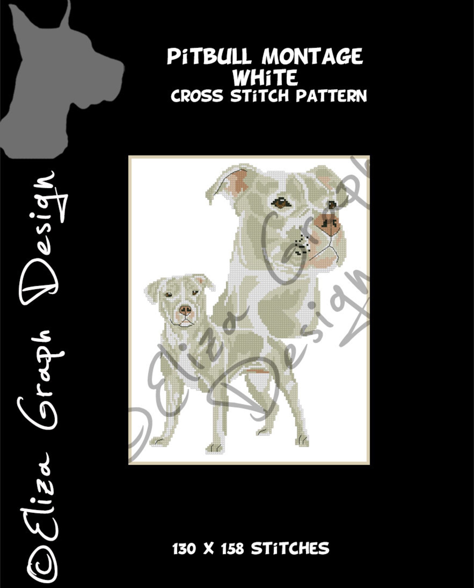 Pitbull CROSS STITCH Pattern, Pitbull Terrier Dog Counted Cross Stitch ...