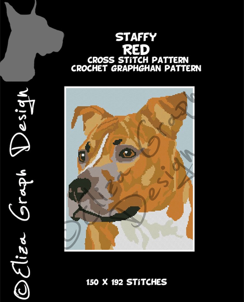 Staffordshire Bull Terrier CROSS STITCH Pattern CROCHET - Etsy