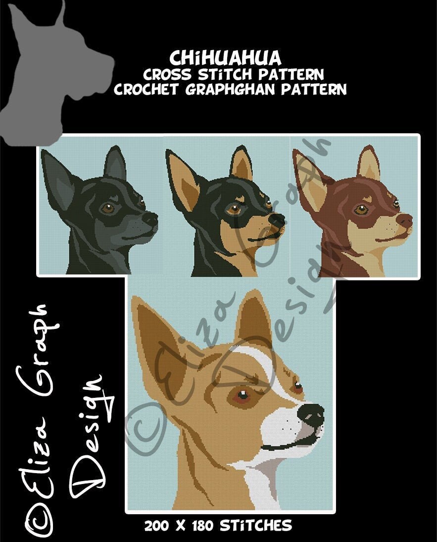 Chihuahua CROSS STITCH Pattern CROCHET Graphghan Blanket - Etsy