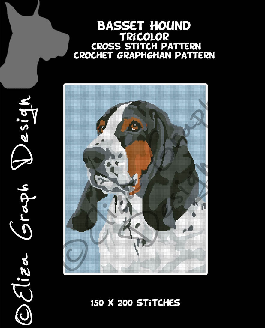 Basset Hound CROSS STITCH Pattern CROCHET Graphghan Blanket - Etsy