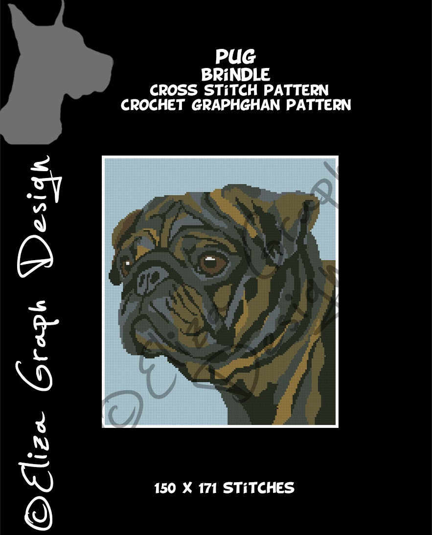 Pug CROSS STITCH Pattern, CROCHET Graphghan Blanket Pattern - Etsy