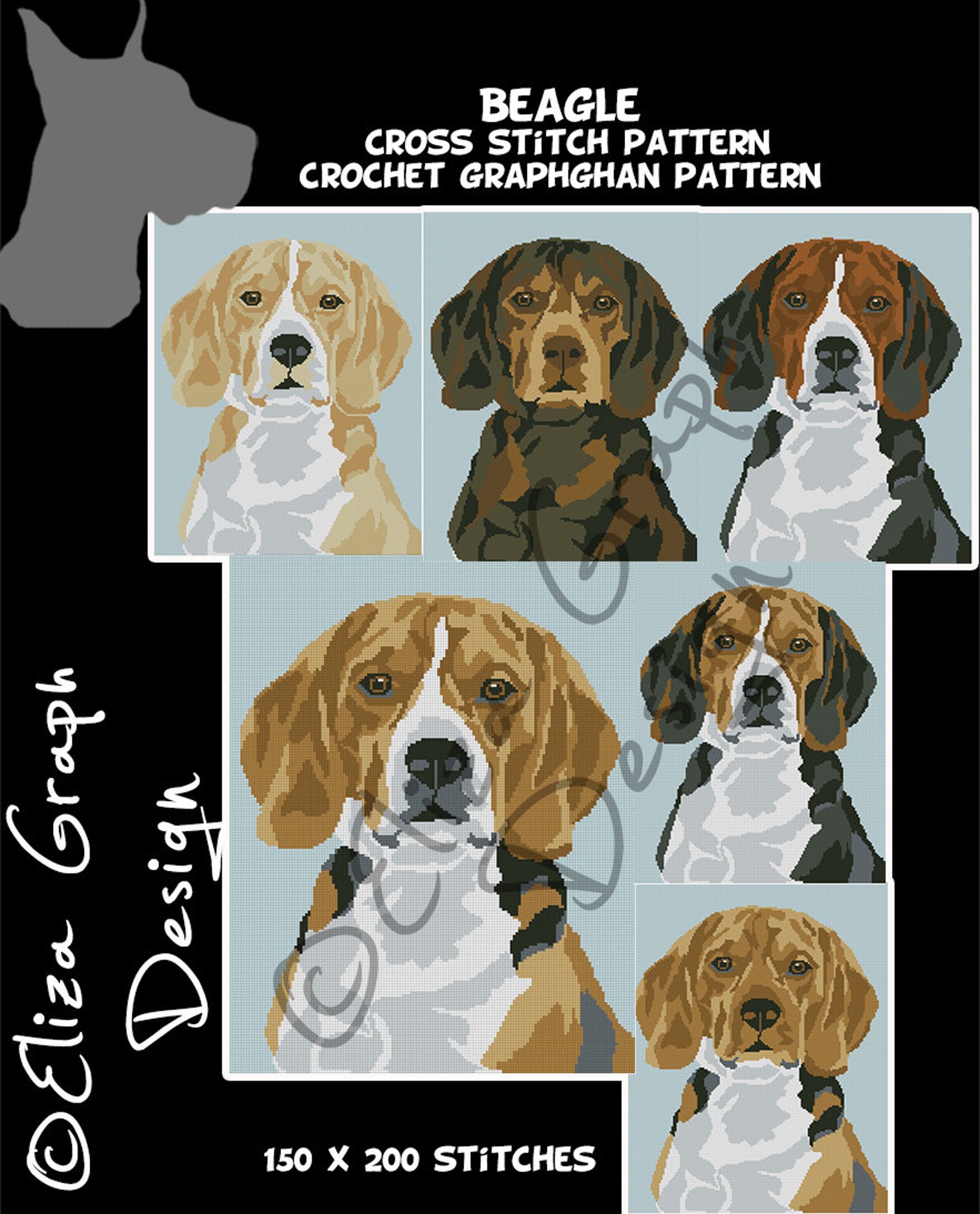 Beagle CROSS STITCH Pattern CROCHET Graphghan Blanket Pattern - Etsy