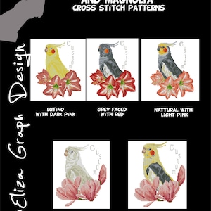 Custom Cockatiel Cross Stitch Pattern, With Chooseable Flowers and ...