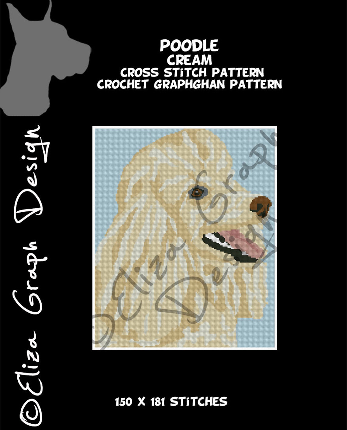 Poodle CROSS STITCH Pattern, CROCHET Graphghan Blanket Pattern - Etsy