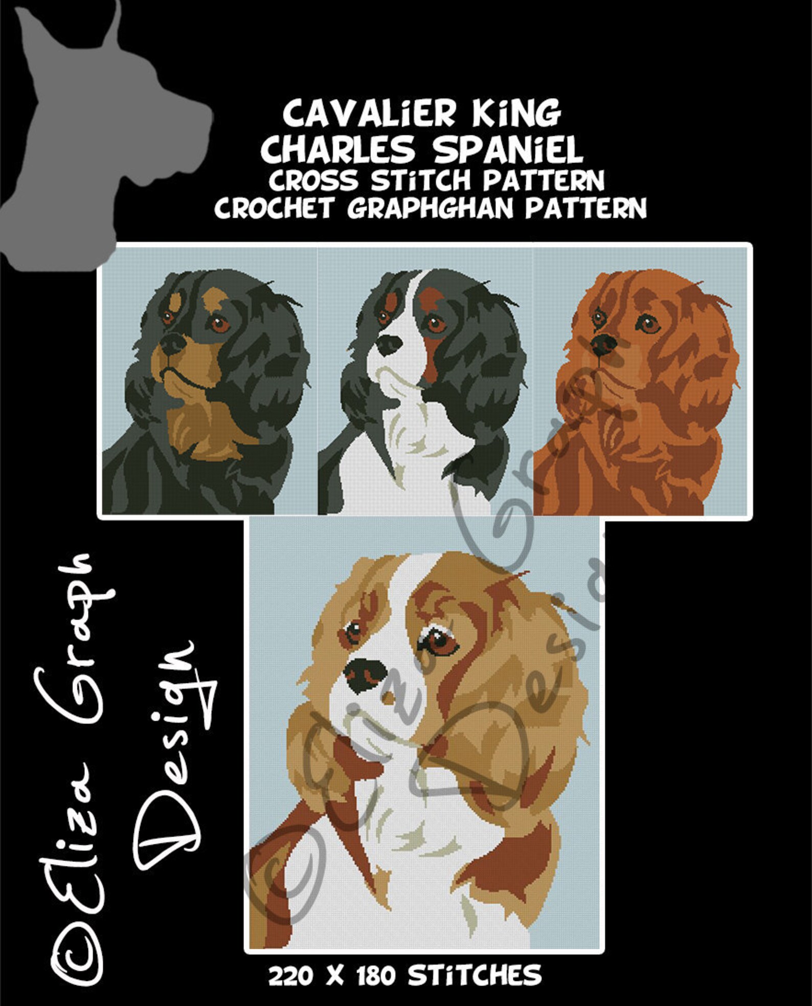 Cavalier King Charles Spaniel CROSS STITCH Pattern, CROCHET Graphghan ...