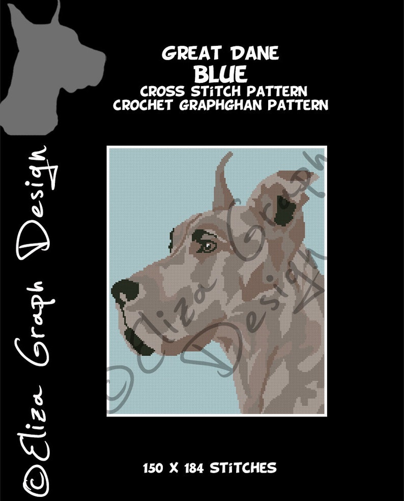 Great Dane CROSS STITCH Pattern, CROCHET Graphghan Blanket Pattern - Etsy