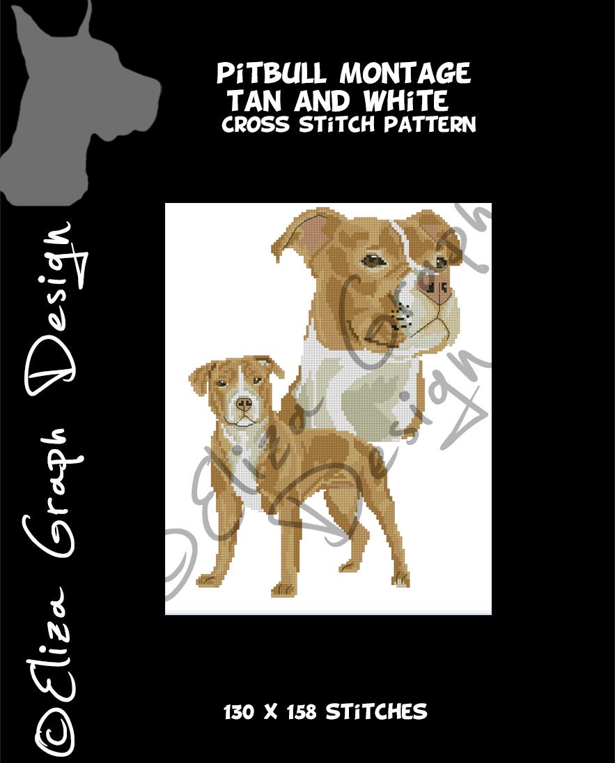Pitbull CROSS STITCH Pattern, Pitbull Terrier Dog Counted Cross Stitch ...