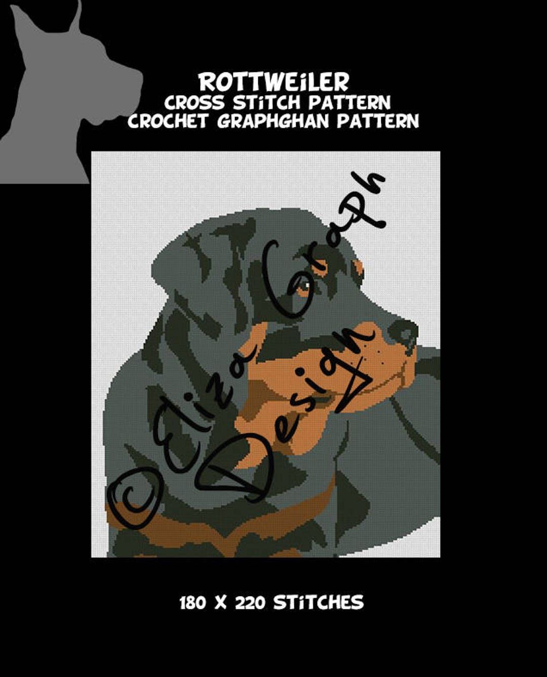 Rottweiler CROSS STITCH Pattern, CROCHET Graphghan Blanket Pattern - Etsy