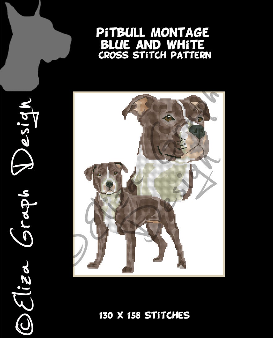 Pitbull CROSS STITCH Pattern, Pitbull Terrier Dog Counted Cross Stitch ...