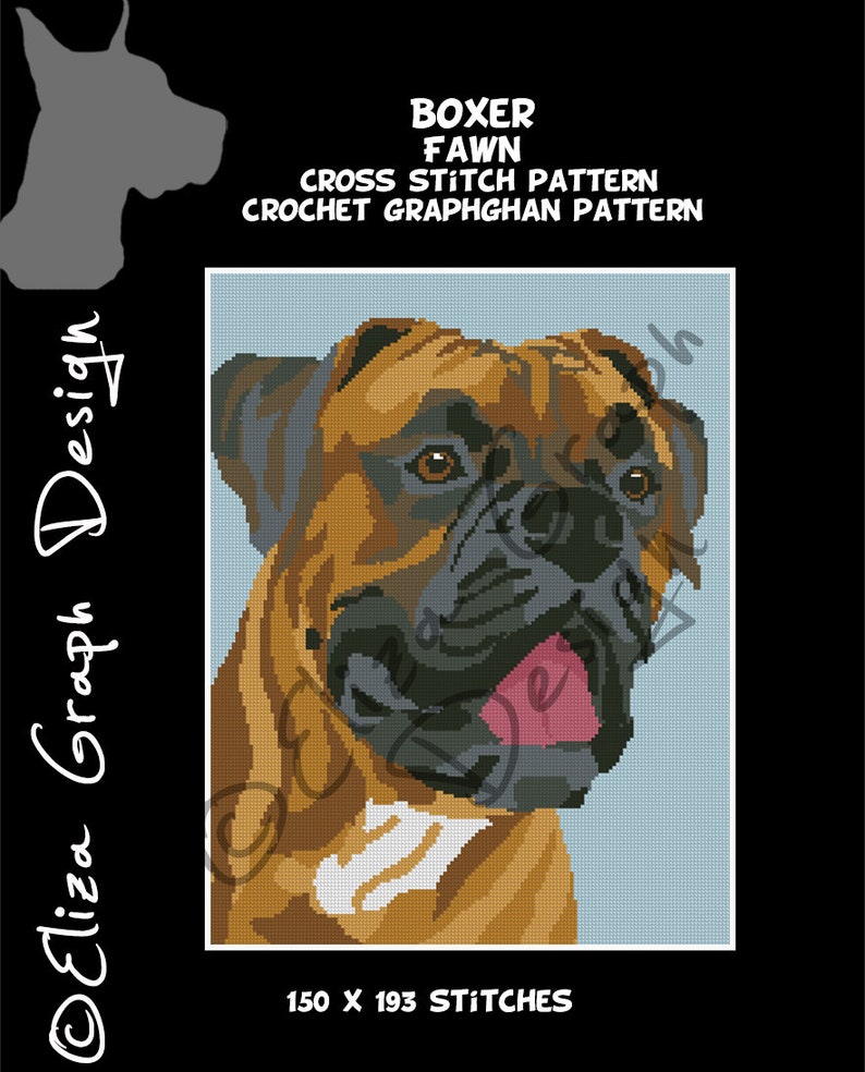 Boxer CROSS STITCH Pattern, CROCHET Graphghan Blanket Pattern - Etsy