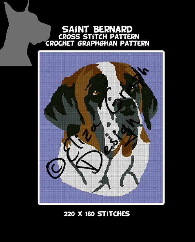 Saint Bernard CROSS STITCH Pattern, CROCHET Graphghan Blanket Pattern ...