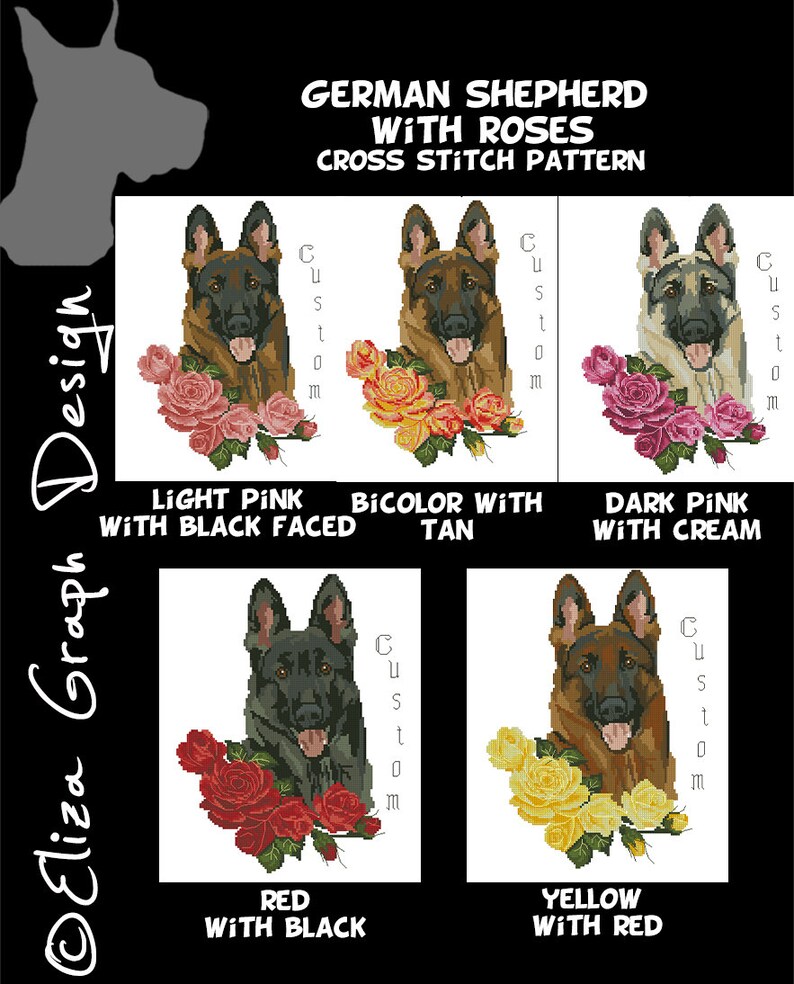 Custom German Shepherd Cross Stitch Pattern With Chooseable - Etsy