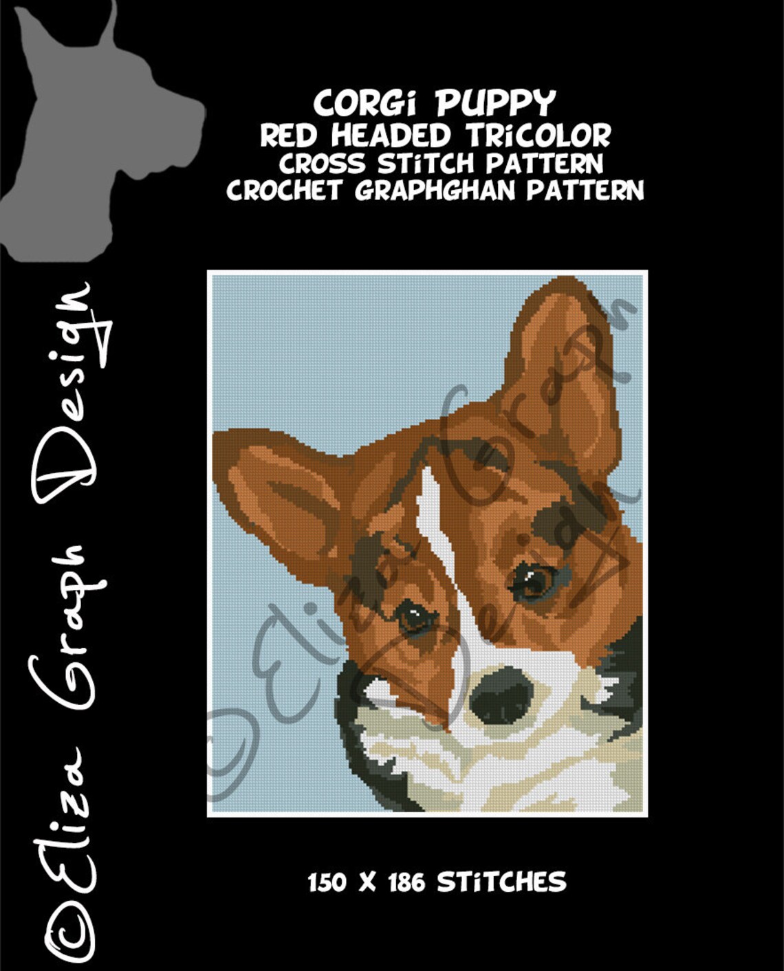 Corgi Puppy CROSS STITCH Pattern CROCHET Graphghan Blanket - Etsy