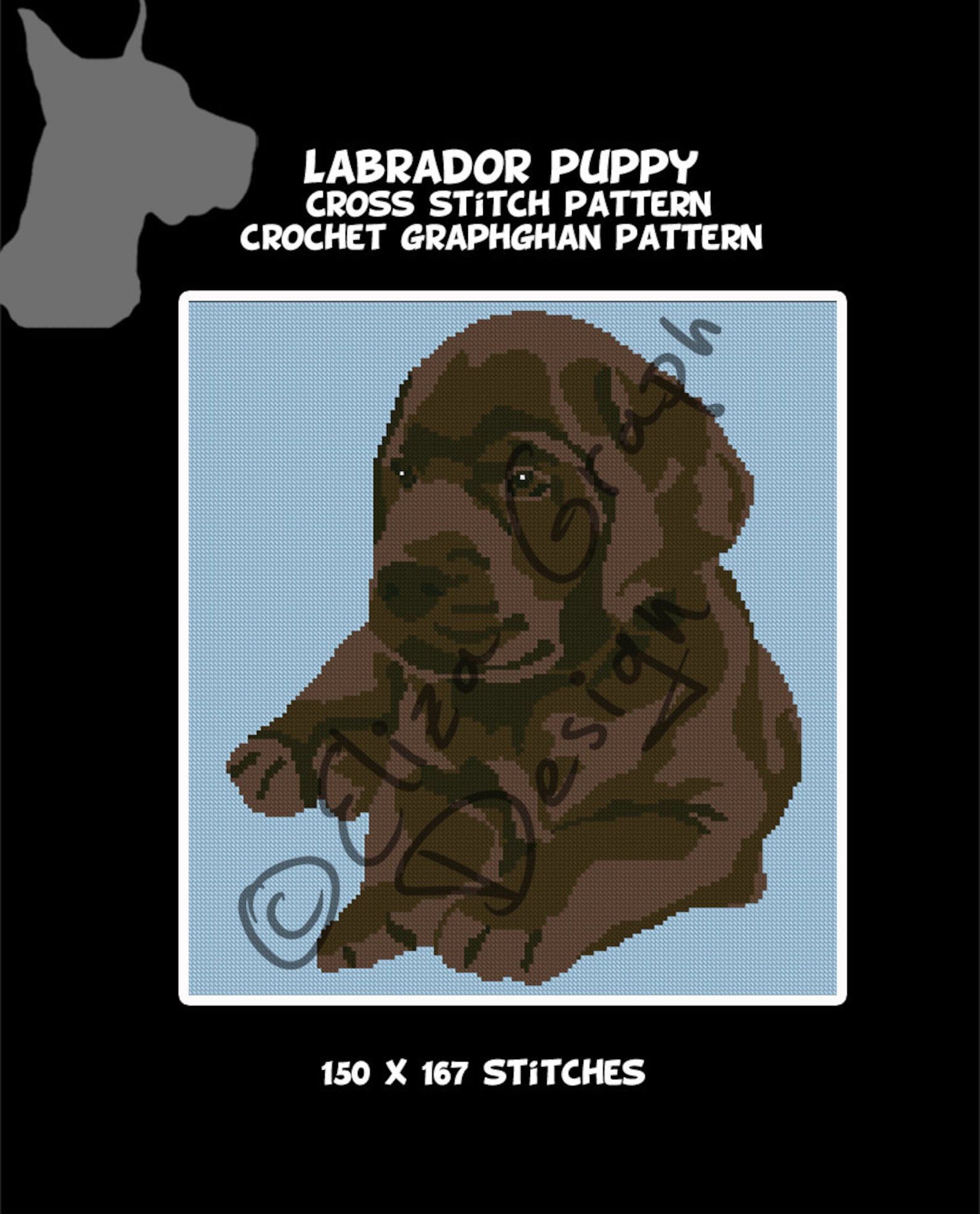 Labrador Puppy CROSS STITCH Pattern, CROCHET Graphghan Blanket Pattern ...